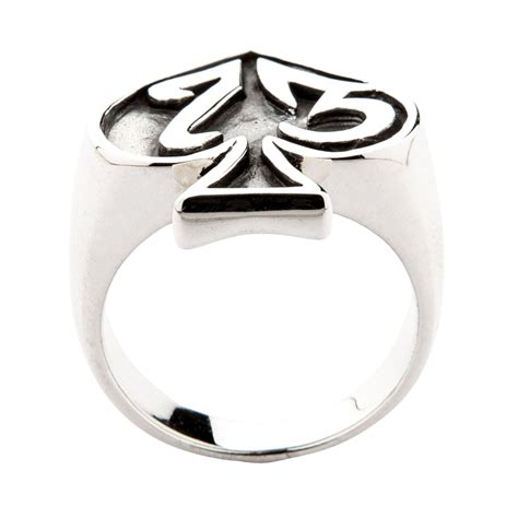 Number 13 Ace Of Spades Ring Sterling Silver Biker Jewelry