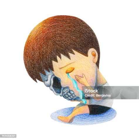 슬퍼 울음 소년 우울한 외로움 감정 눈물 고통 마음 정신 건강 영적 비애 내부 부정적인 느낌 심리학 치료 추상 초현실적 인 두개골 머리 미술 삽화 수채화 그림 슬픔에 대한