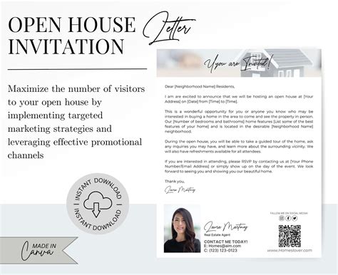 Realtor Open House Invitation Professional Farming Letter Editable