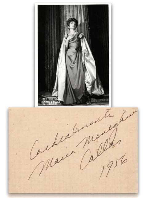 Autografo Di Maria Callas Soprano Premio Scarpina Doro Vigevano 1956