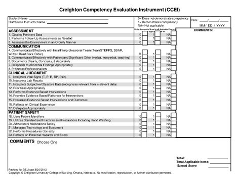 Ccei Pdf Simulation Evaluation Tool Creighton Competency Evaluation