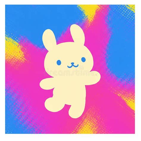 Cute Cartoon Bunny With Simplistic Features And A Pastel Yellow Body Is Centered On A Stock