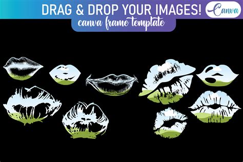 Mouth Kiss Lips Canva Frames Template Graphic By Templify · Creative Fabrica