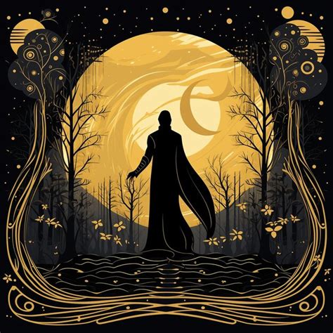 Sorcier Invoquant Une Forêt Au Clair De Lune Par Des Empreintes