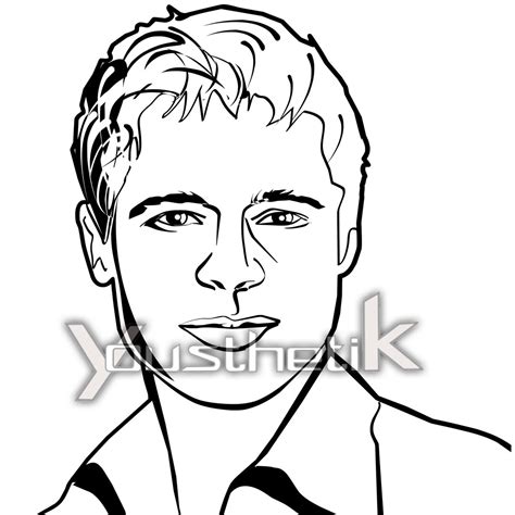 Brad Pitt Portrait Vector Svg Png Etsy