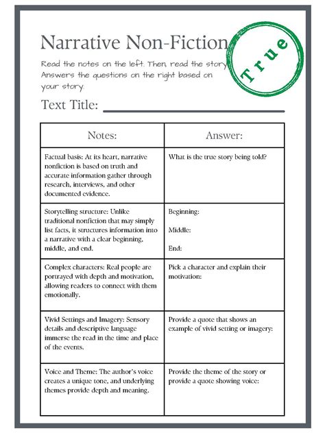 Narrative Non Fiction Introductionevaluation By Active Literature Lessons