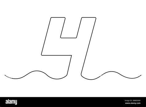 Number Four Continuous One Line Drawing Of Number 4 Editable One Line