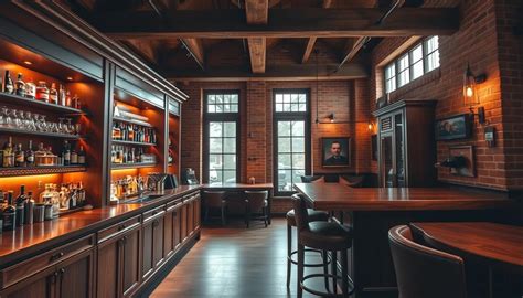 Diy Theater Room Mini Bar With A Wooden Countertop