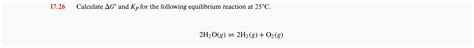 answered 17 26 calculate ag° and kp for the following equilibrium