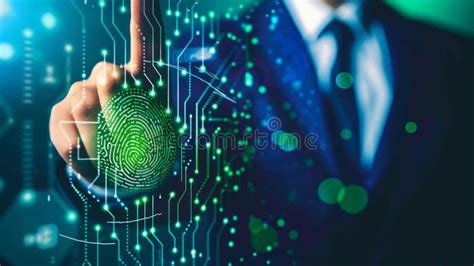 Futuristic Biometric Security Concept Where A Man In A Business Suit Is Interacting With A