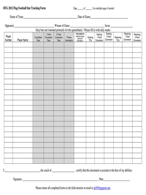 Printable Soccer Stat Sheet