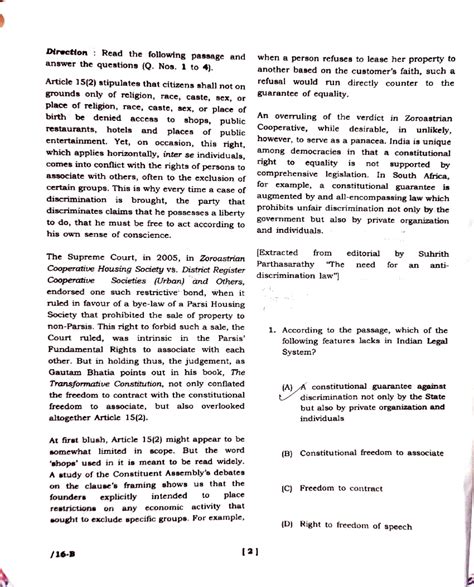 Cetllm 2021 Entrance Exam Clat Llm Direction Read The Following