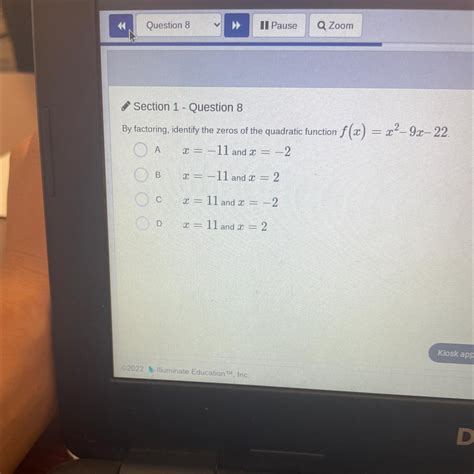 [free] Section 1 Question 8by Factoring Identify The Zeros Of The