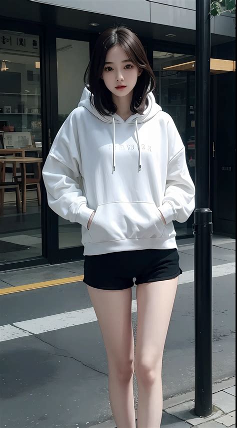 Weibo Aesthetic Pale Skin Hoodie Shorts Seaart Ai