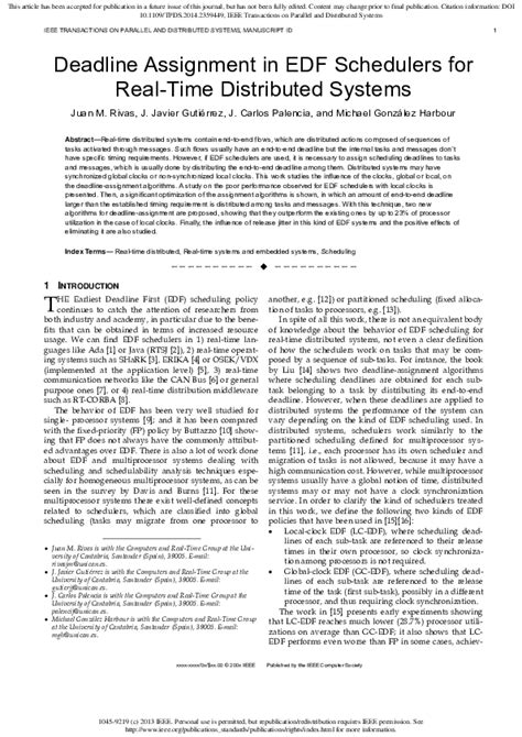 Pdf Deadline Assignment In Edf Schedulers For Real Time Distributed