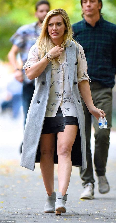 Hilary Duff Puts On A Leggy Display In Wrap Around Leather Skirt