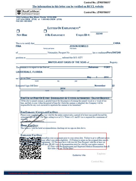 The Information In This Letter Can Be Verified On Rccl Website Pdf
