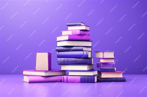 Premium Photo 3d Render Of Colorful Books Collection On Purple Background