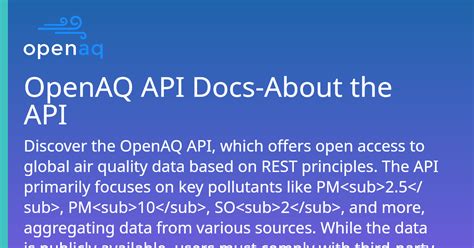 About The API OpenAQ Docs