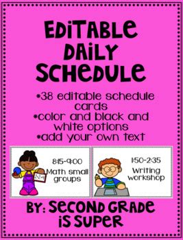 Editable Daily Schedule By Second Grade Is Super Tpt