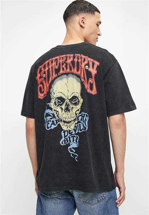 Biker Rock Graphic Loose Tee Heavy Metal Black