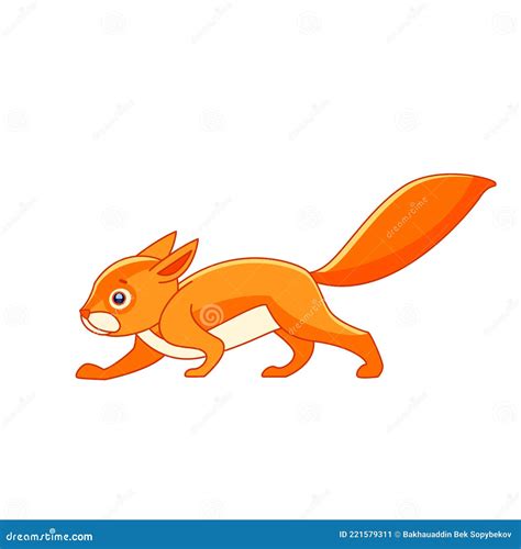 Squirrel Walking Somewhere Vector Cartoon 205455923