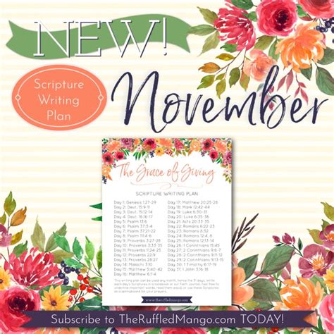November Scripture Writing Plan The Grace Of Giving The Ruffled Mango
