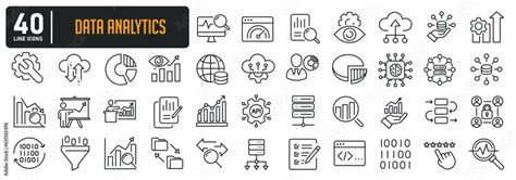 Data Analystic Thin Line Icons Editable Stroke For Website Marketing