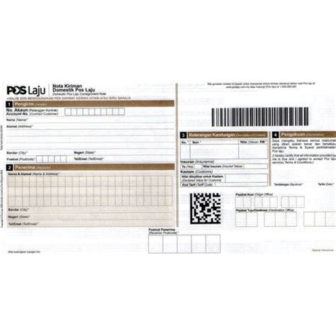 Pos Laju Consignment Note 100 Pcs Shopee Malaysia