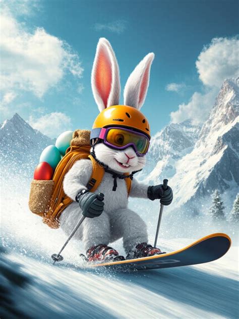 Skiing Easter Bunny Stock Illustration Illustration Of Sports 364454288