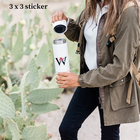 Letter W Sticker Floral Initial Monogram Floral Name Sticker Wedding