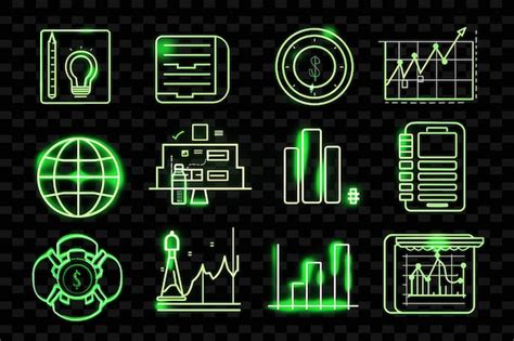 Premium Psd A Set Of Trade Execution Icons With Glowing Outline In