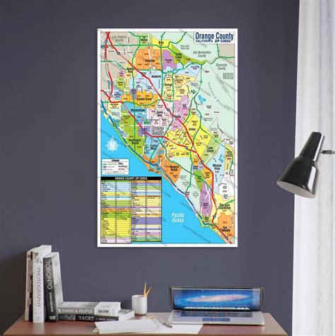 Orange County Zip Code Map Cities Colorized Poster Prints Etsy