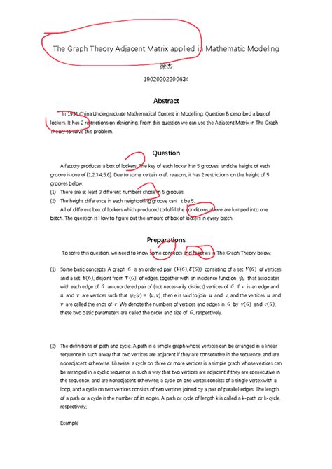 The Graph Theory Adjacent Matrix Applied In Mathematic Modeling By