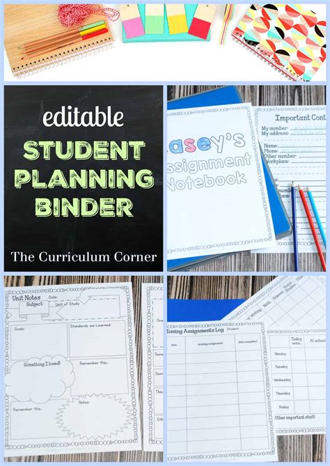 Editable Student Planning Binder The Curriculum Corner 4 5 6