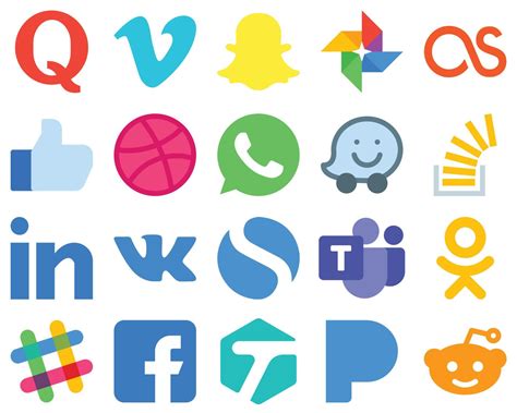 20 flat social media icons for a modern ui professional overflow