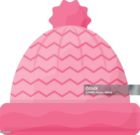 Konsep Toque Atau Touque Merah Muda Desain Ikon Warna Vektor Topi