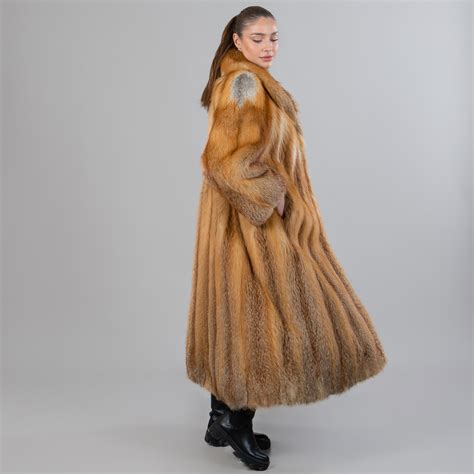 Long Fox Fur Coat In Gold Color Greek Manufacturing Efurs