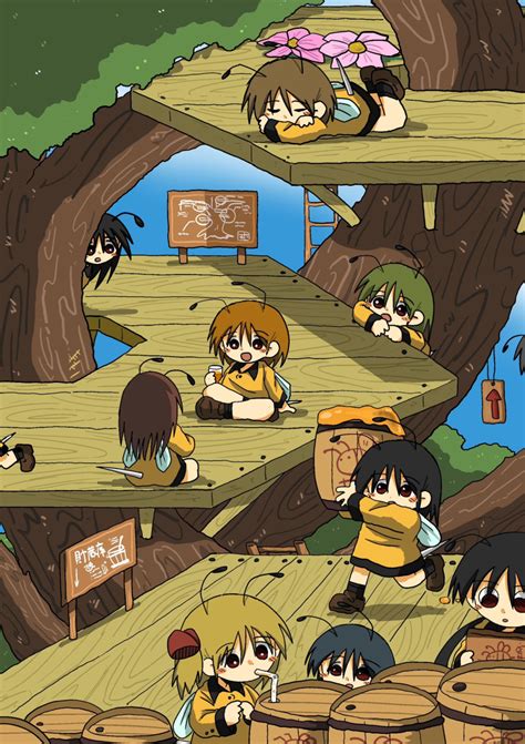 Safebooru 6girls Antenna Hair Arthropod Girl Barrel Bee Girl Bee