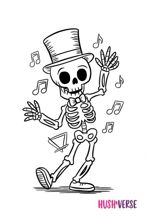 Dancing Skeleton 💀🎩 With Top Hat Drawing Cute Halloween Drawings