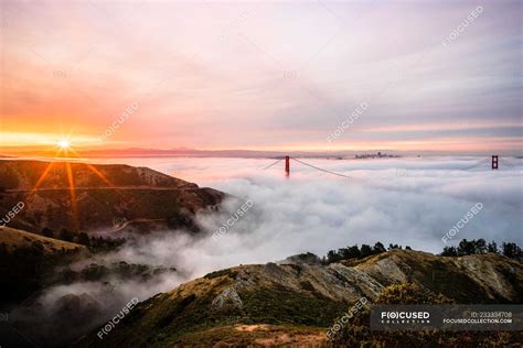 Golden Gate Bridge Fog Sunset