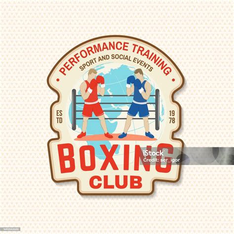 권투 클럽 배지 패치 디자인 벡터 그림입니다 권투 스포츠 클럽 엠블럼 기호 패치 셔츠 템플릿 빈티지 레트로 패치 라벨 복서
