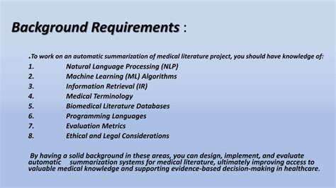 Automatic Summarization Of Medical Literature Ppt