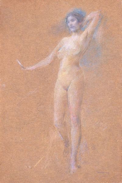 Thomas Wilmer Dewing Standing Nude Figure Of A Gi Tumbex