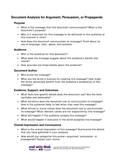 Document Analysis For Argument Persuasion Or Propaganda Purpose Pdf