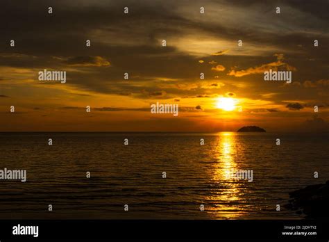 Beautiful Sunset At The Beach Tanjung Aru Beach Kota Kinabalu Borneo