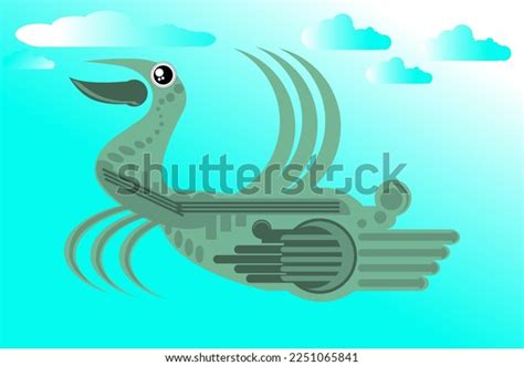Illustration Flat Design Bird Cloud Stock Vector Royalty Free