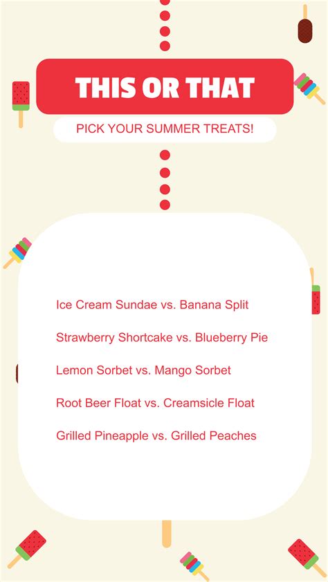 Free This Or That Summer Treats Instagram Story Template To Edit Online