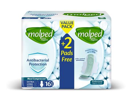 Buy Molped Extra Hygiene Anti Bacterial Extra Long Sanitary Pads 14 2 Pieces Online In Egypt