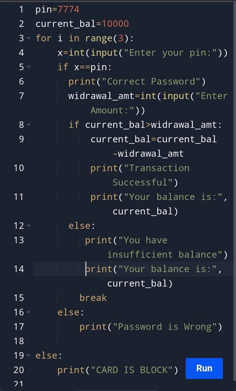 Shashank Singh Bhadauria On Linkedin Atm Python Program Coding It Software